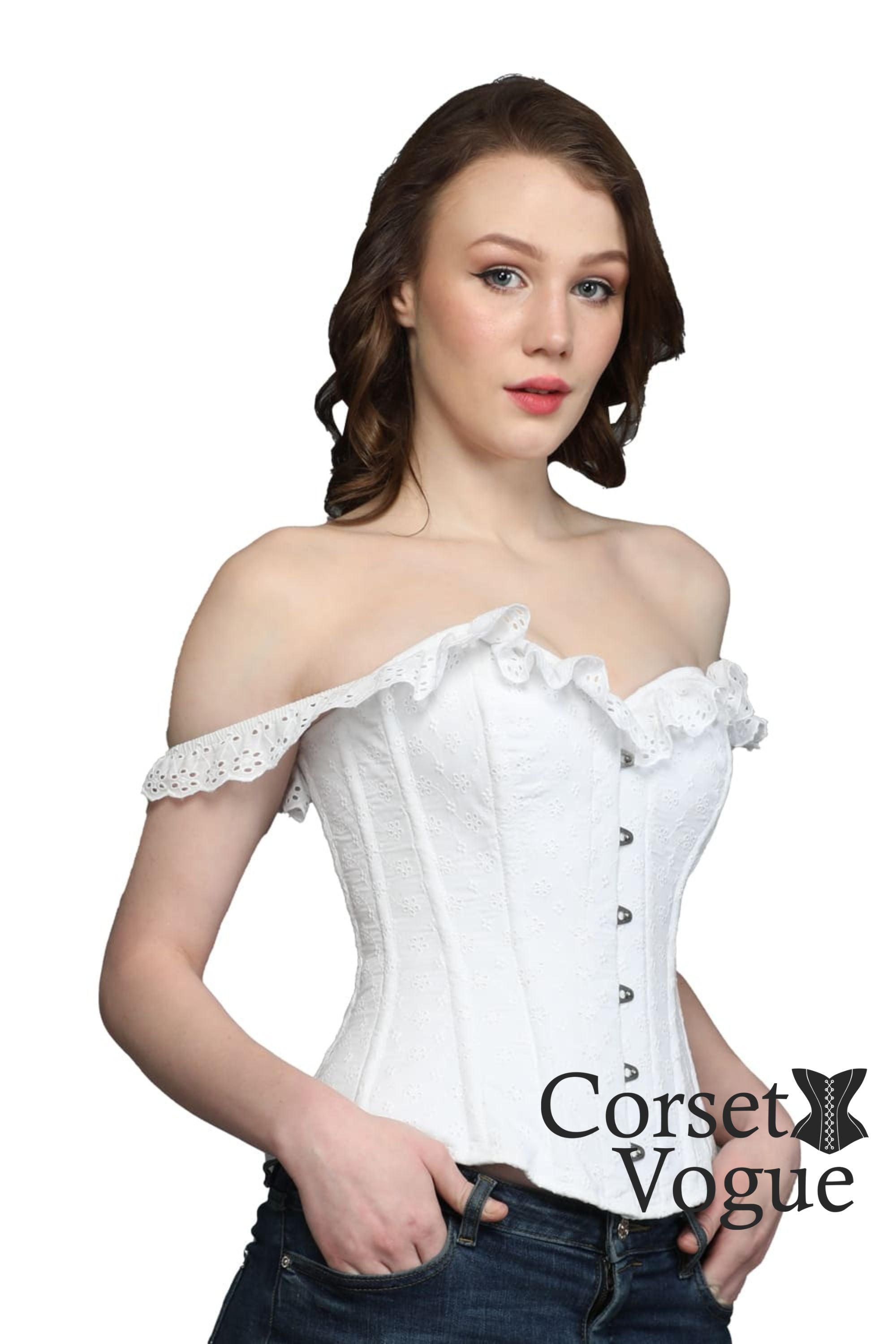 Women's Off-Shoulder White Corset – Corset Vogue